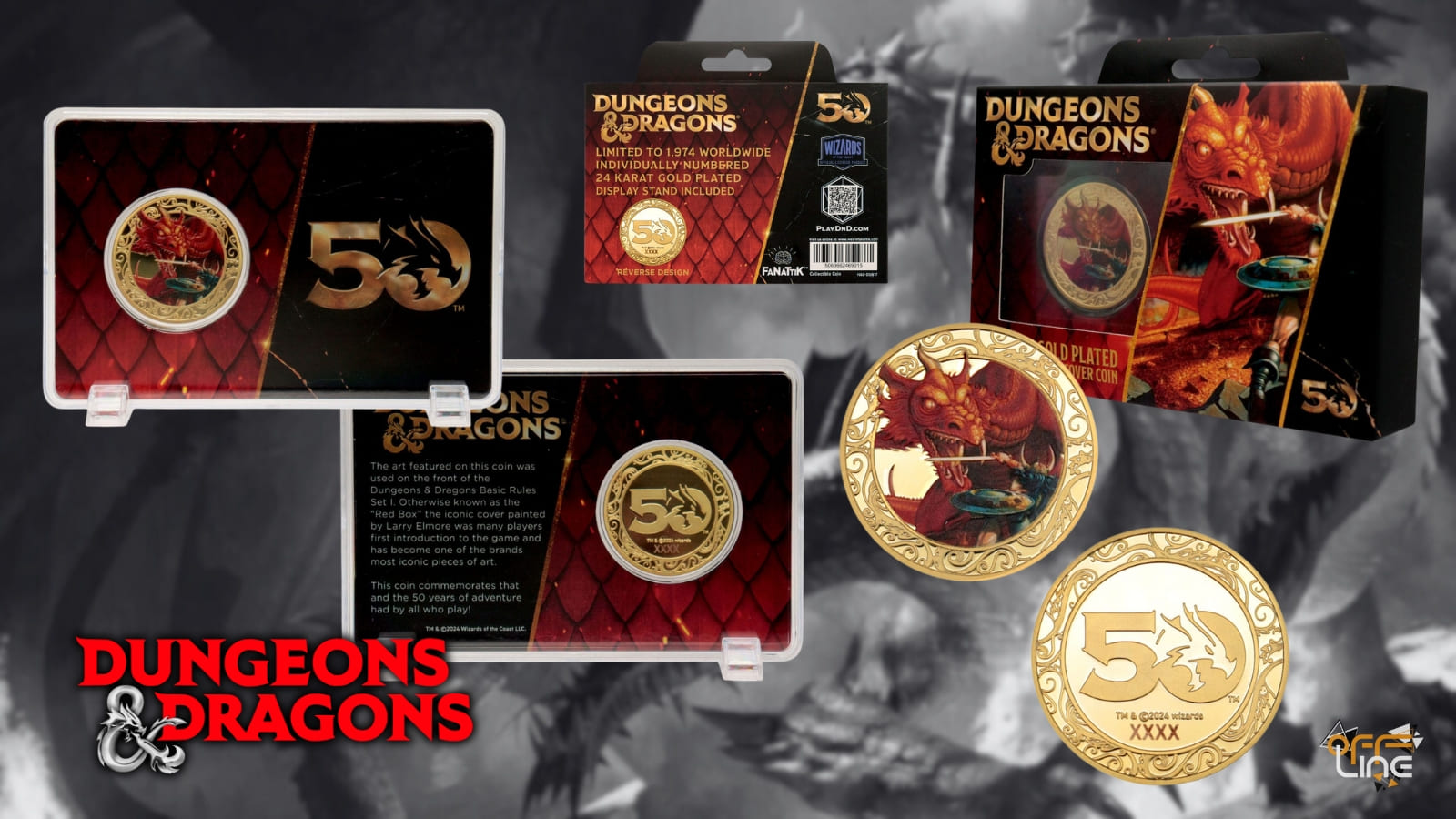 Dungeons & Dragons - sběratelská mince 50th Anniversary 24k Gold Plated ...